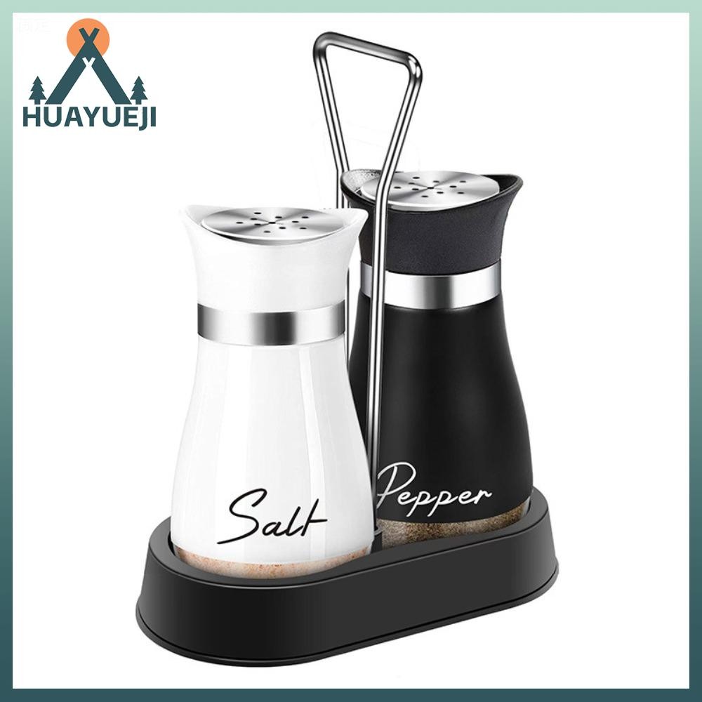 HUAYUEJI 2Pcs/Set Kitchen Glass Spice Bottle, Black Salt & Pepper ...
