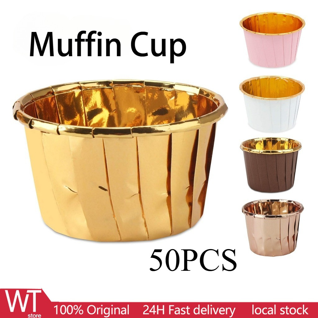 50Pcs 3oz Colored Foil Cupcake Liner Shiny Aluminum Liner Baking Muffin ...