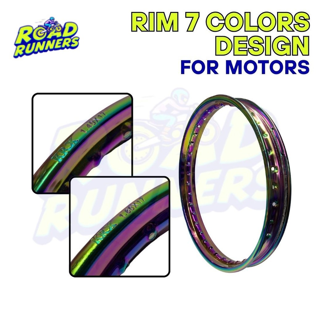 1 PC RIM SEVEN (7) COLORS DESIGN FOR MOTORCYCLES 1.60X17, 1.40X17 ...