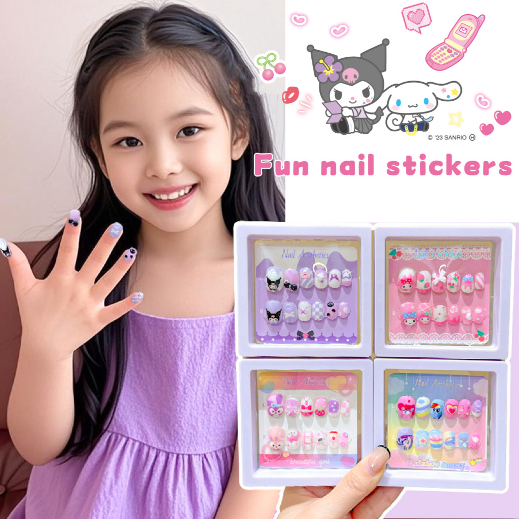 Children's Capybara nail stickers, wearable nails, detachable Kuromi ...