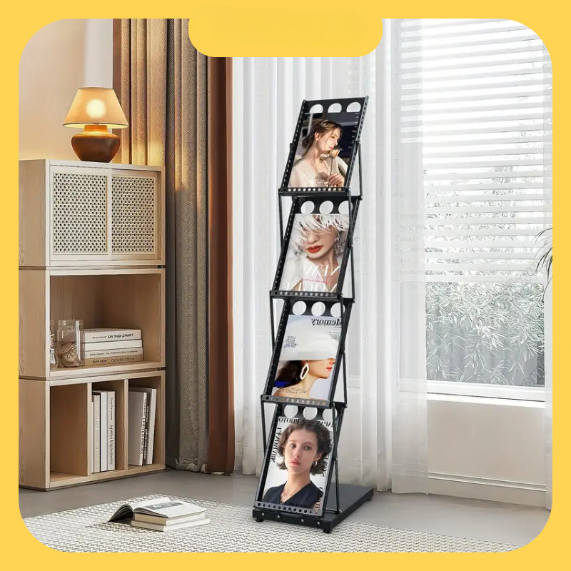 Foldable Magazine Display Rack Stand A4 Brochure Stand Rack Iron Book ...