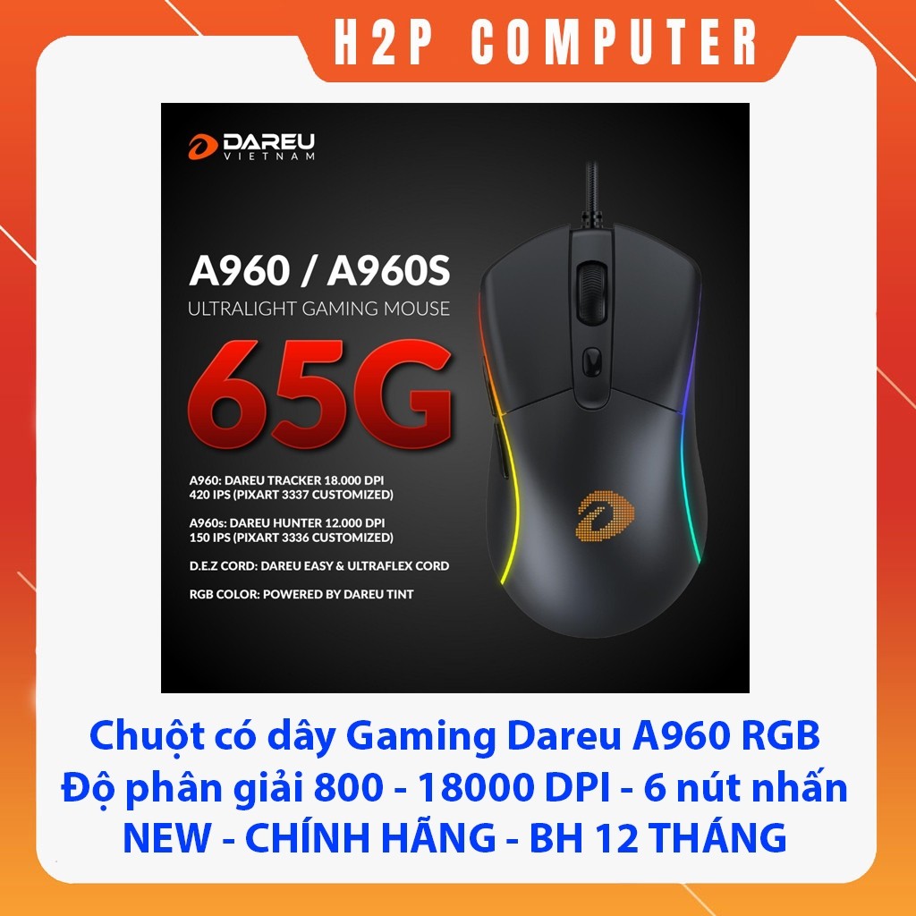 Dareu A960 Gaming Mouse – ULTRALIGHT (TRACKER PWM3337, RGB LED) - New - Genuine - | Shopee ...
