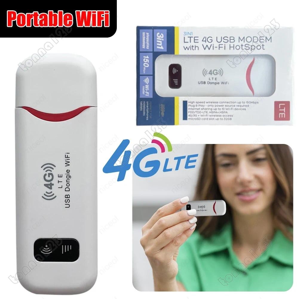 Portable WiFi USB Modem Stick 4G LTE WiFi Router 150Mbps SIM Card Slot ...