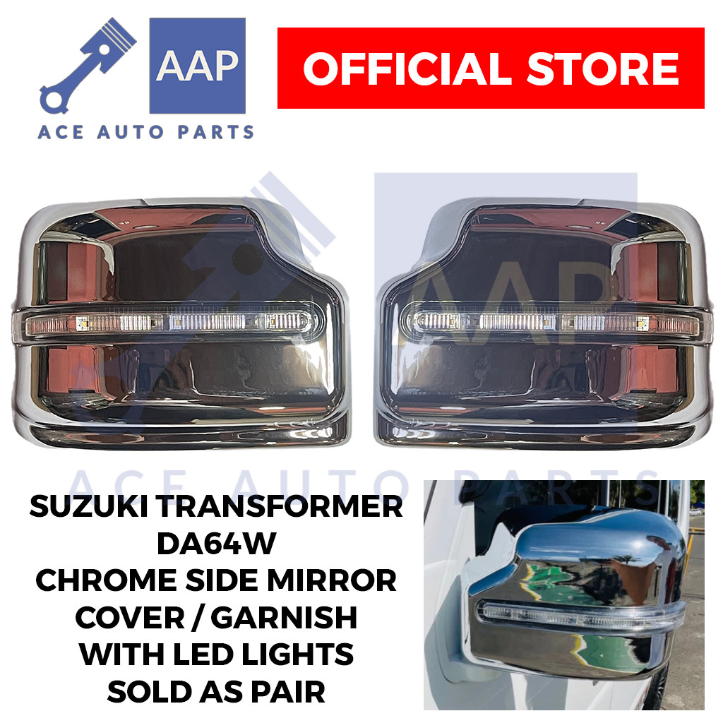 Suzuki Transformer DA64W Chrome Side Mirror Cover with LED Lights ...