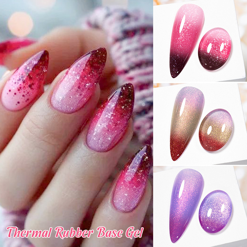 MEET ACROSS Thermal Rubber Base Gel Polish Temperature Color Change ...