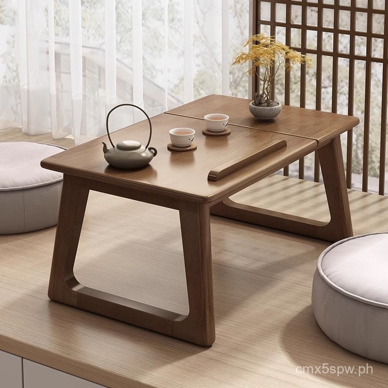 Bay Window Table Solid Wood Household Foldable Low Table Bedroom Small Coffee Table Japanese ...