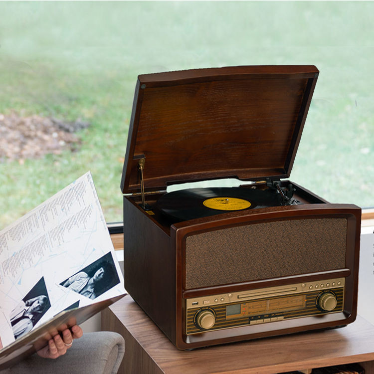 New Wooden Antique Phonograph Old-Fashioned Record Player CD Radio ...