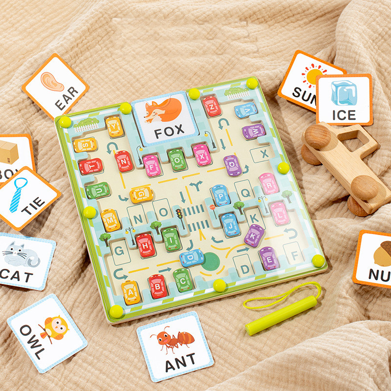 Children Alphabet Matching Game, Magnetic Parking Lot Maze, 26 Letters ...