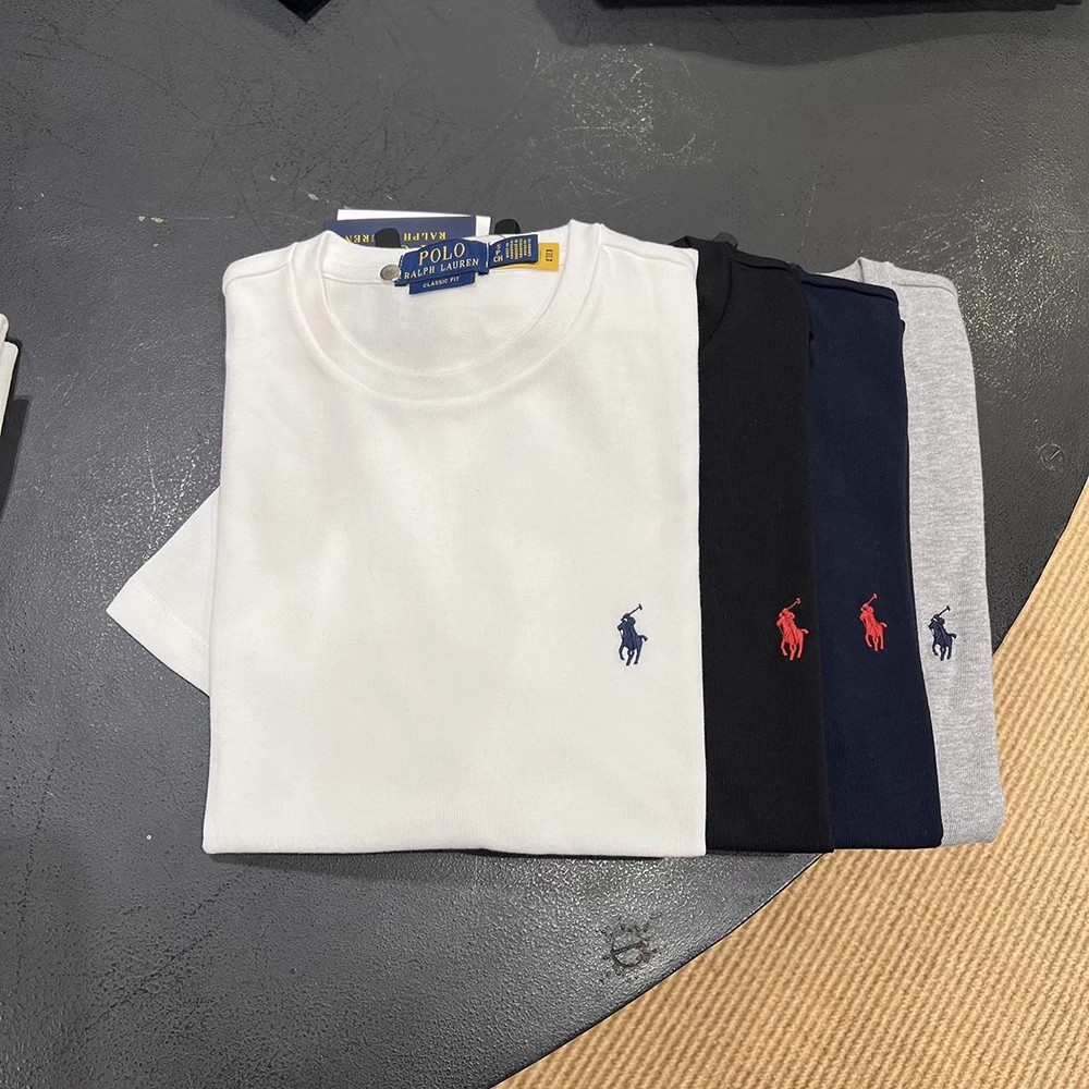 Round neck men's simple casual round neck pony logo print 100% Premium ...