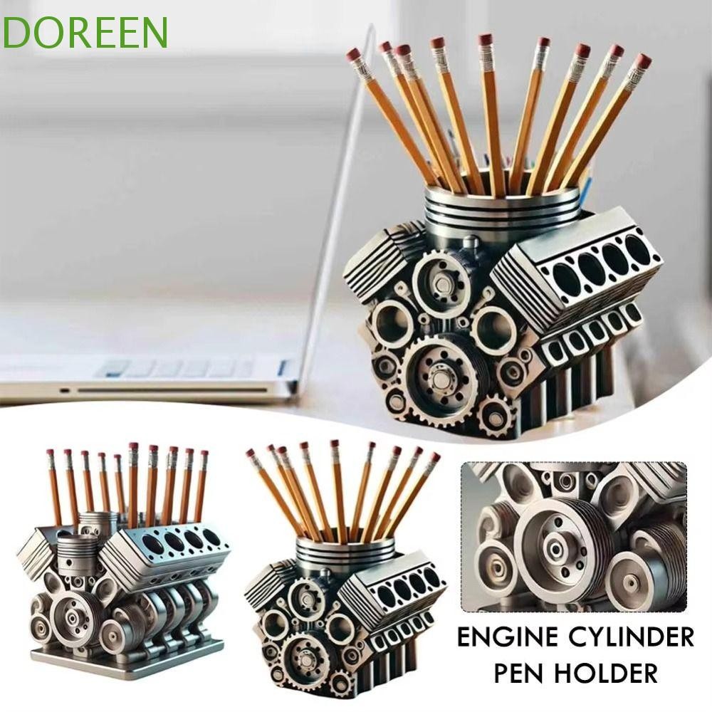 DOREEN Engine Block Pen Holder, V6/V8 Engine Shaped Crafts Desk ...