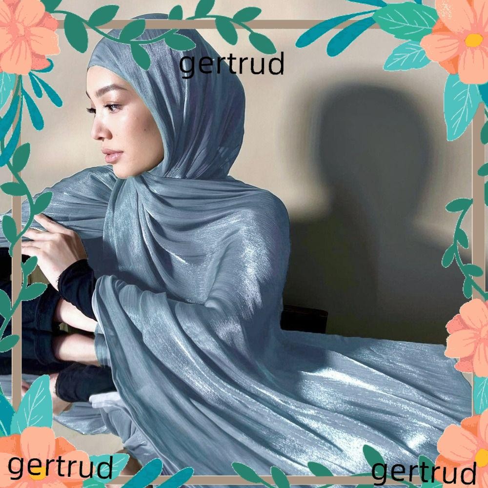 GERTRUD Shawl Head Wraps, Silky Shimmer Pleated Silk Hijab Scarf, Light ...
