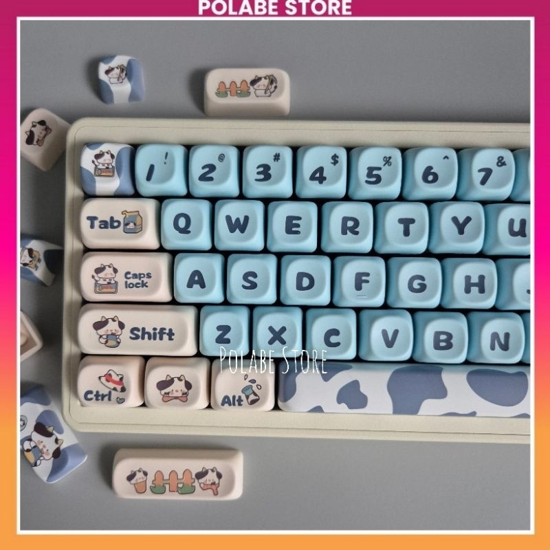 MOA Gradient Cow Profile Keycap, PBT material, sharp printing dyesub ...