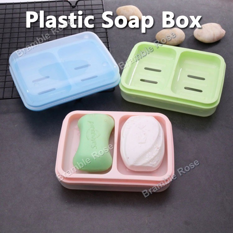 Plastic Soap Box Sealed With Cover Double Soap Dishes Travel Plastic ...