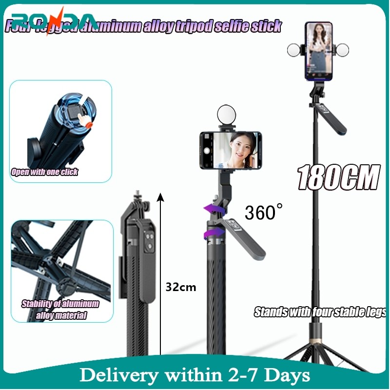 180CM Extendable Phone Stabilizer - Bluetooth Selfie Stick with 360 ...