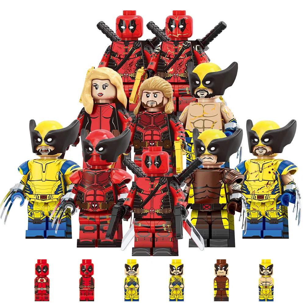 Superhero Action Figures Deadpool Thor Wolverine Loki Iron Man Building ...