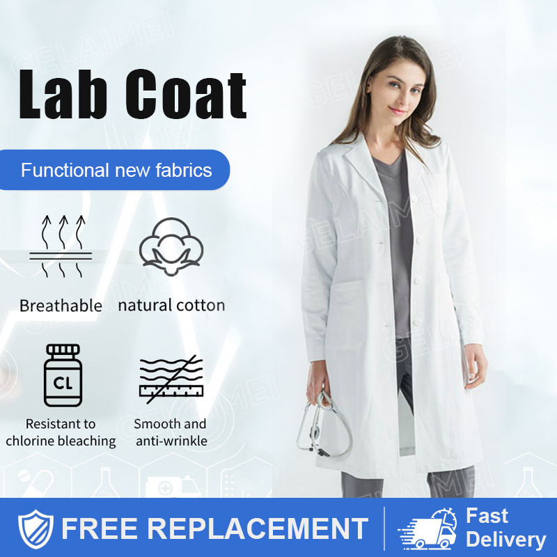 Lab Gown White Coat Long Sleeve Doctor uniform Doc coat Unisex S-XXXL ...