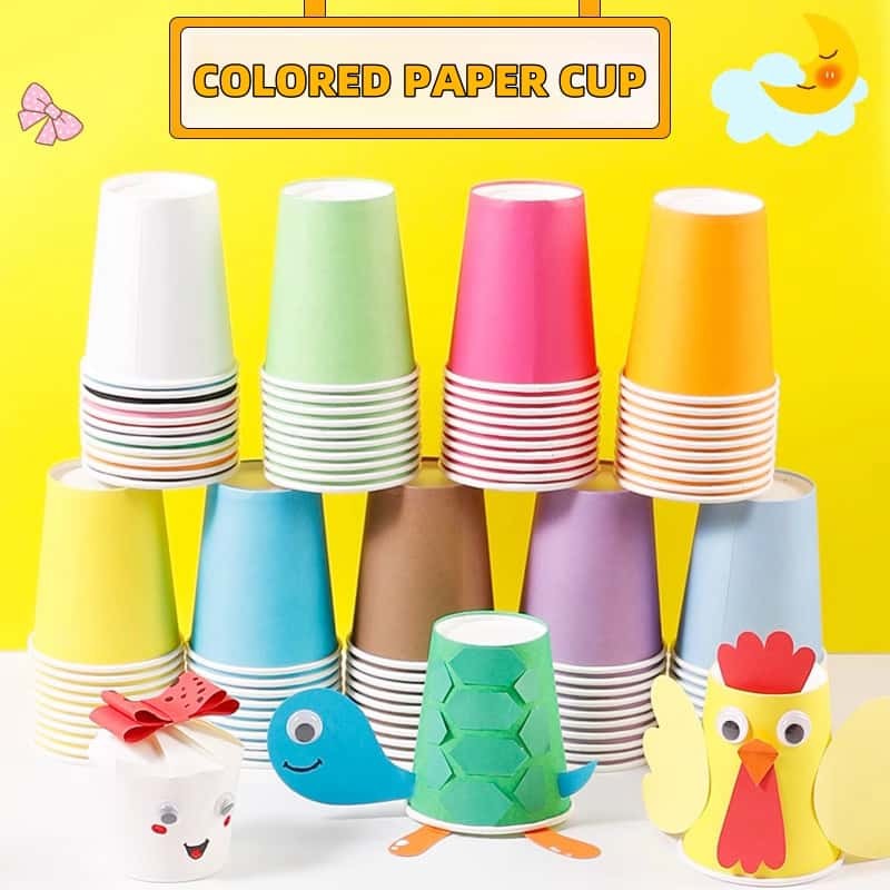 50pcs Bright Colored Paper Cups for Kids’ Education & Classroom Crafts ...