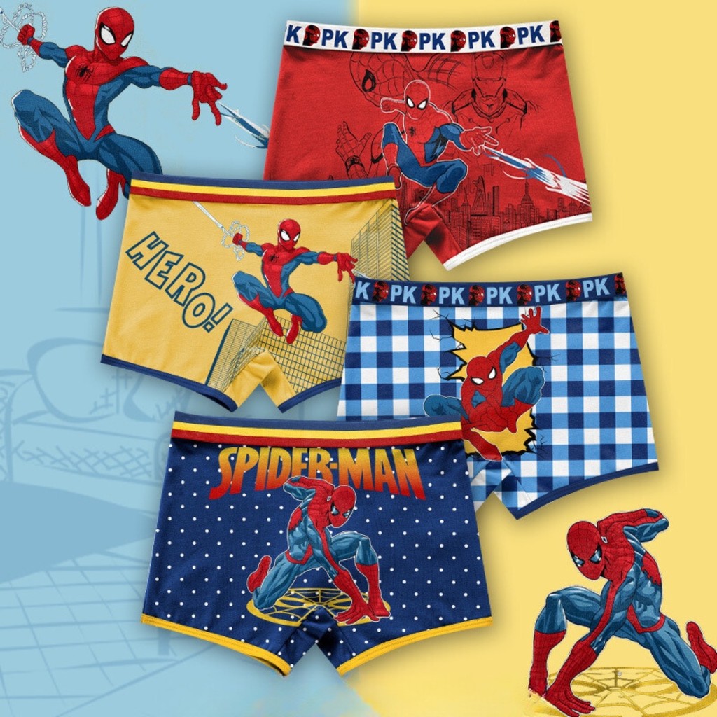 Spider Boxer Kids Boy Cotton Boxer Brief for Boys 3-12 Years Old 2PCS ...