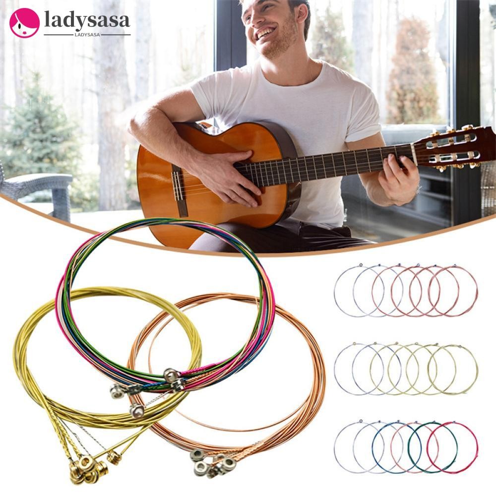 Ladysasa 6pcs/set Rainbow Color Universal Acoustic Guitar String Brass ...
