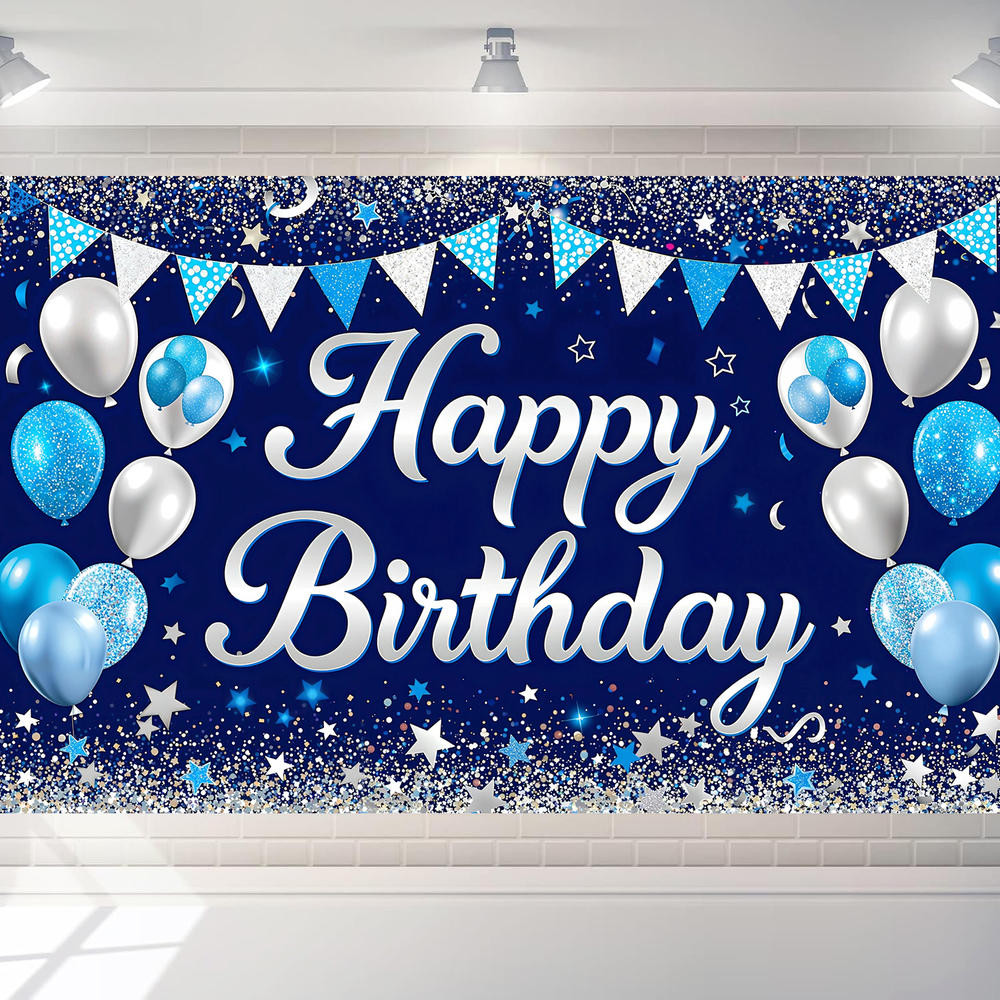 Happy Birthday Decorations Backdrop, Glitter Birthday Backdrop Sign, Happy Birthday Banner ...