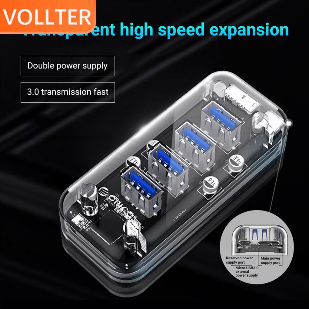 ORICO USB 3.0 HUB with Dual Splitter Indicator Power 4 Light Port USB ...
