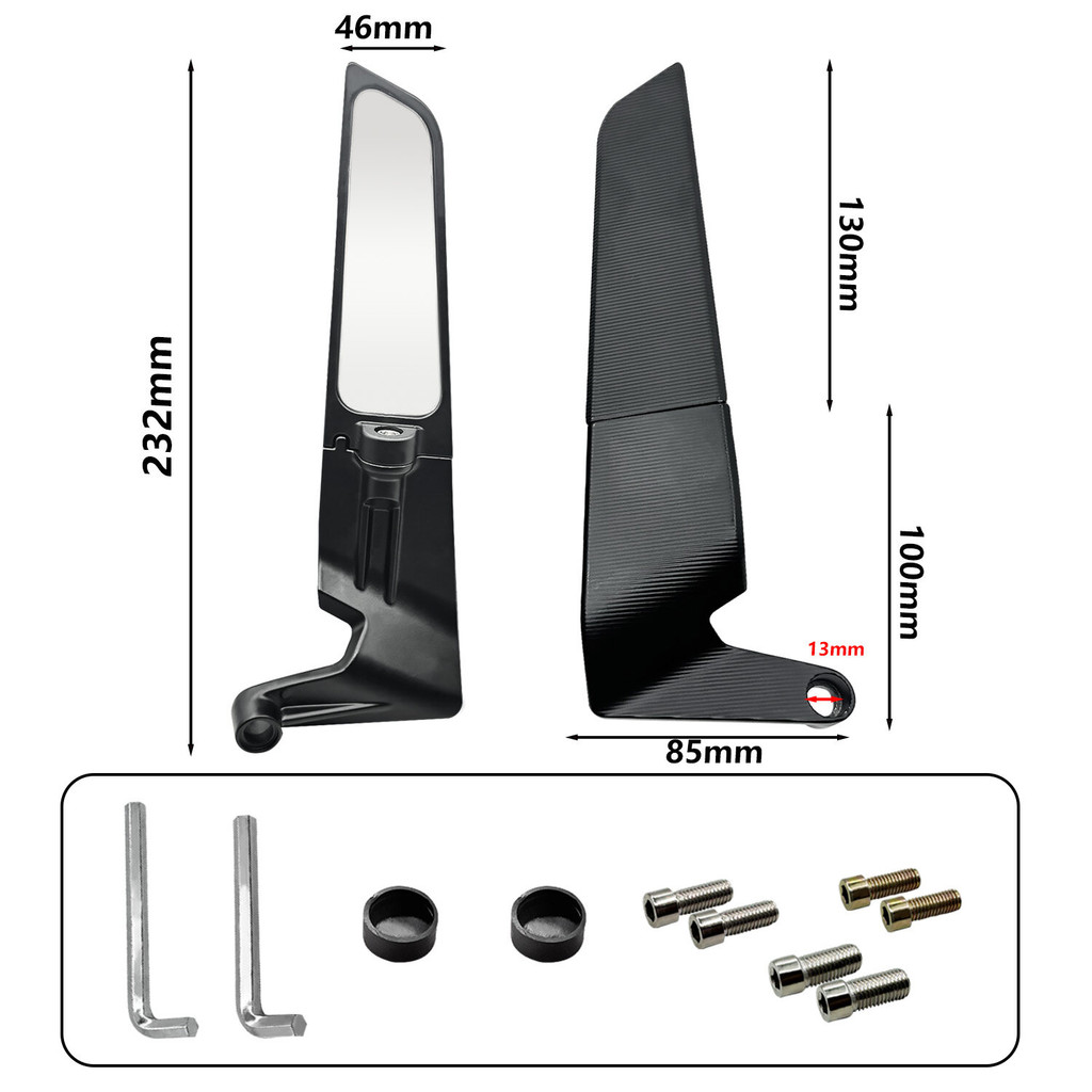 1 PAIR Winglet Alloy Boomerang Wing Type Side Mirror Universal Mirror ...