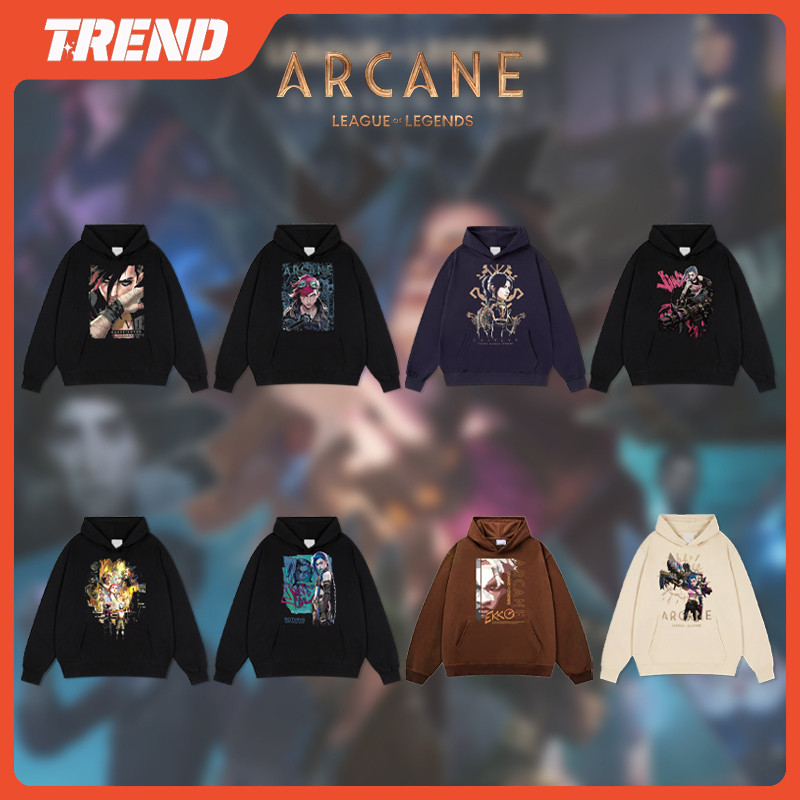 LEAGUE OF LEGENDS ARCANE Merch Hoodie Vintage Plus Size JINX EKKO VI ...