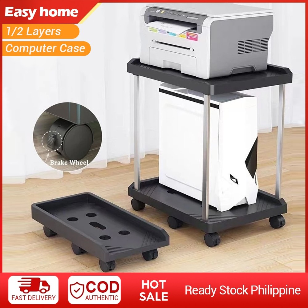 2 Layers CPU Stand Heavy Duty CPU Holder Storage Base Rack Mobile ...