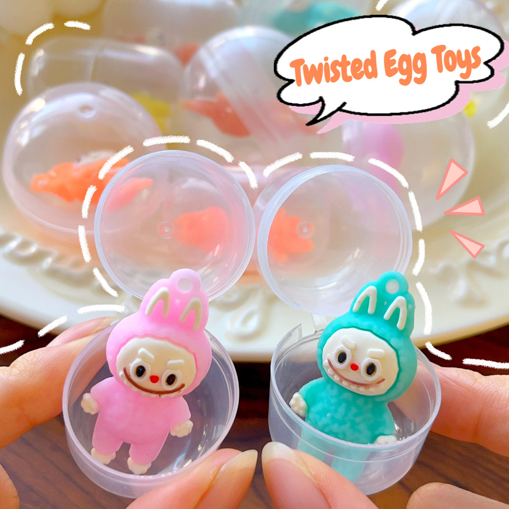 5Pcs Mini Labubu Transparent Surprise Capsule Twisted Egg Toys Cute The ...