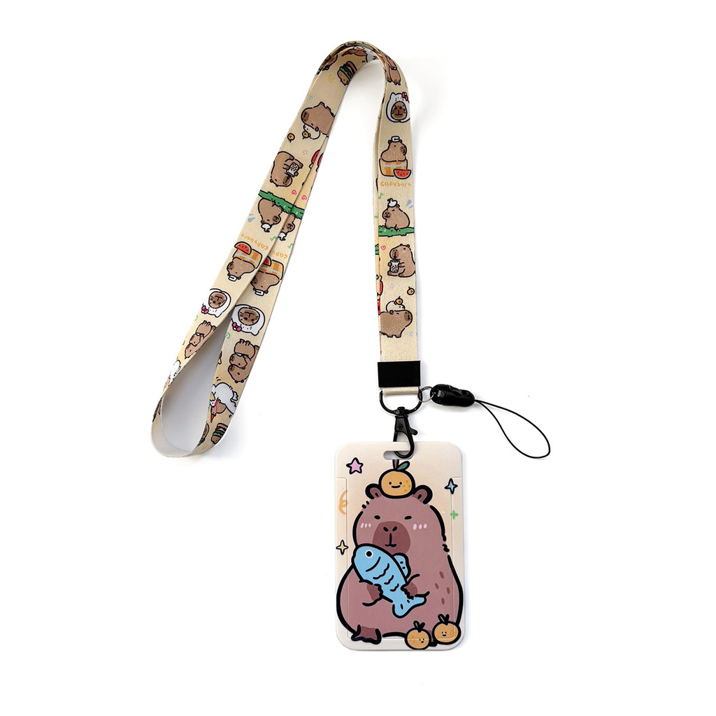 Y&P| Capybara Lanyard Cartoon Anti-Loss Student Card Holder with ...