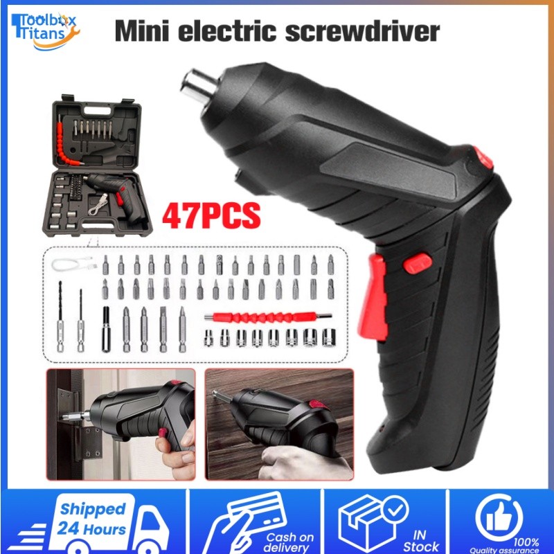 47PCS Foldable Li-ion Cordless Screwdriver Tool Kit/Cordless Drill ...