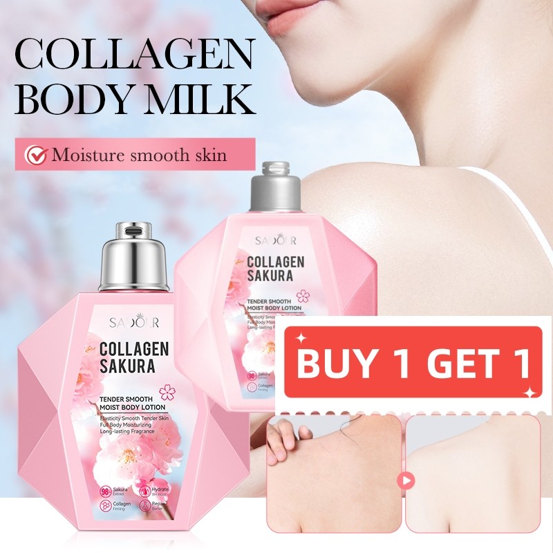 BUY 1 TAKE 1 FREE SADOER Collagen Sakura Tender Smooth Moist Body Lotion Whitening Cream 300ml ...