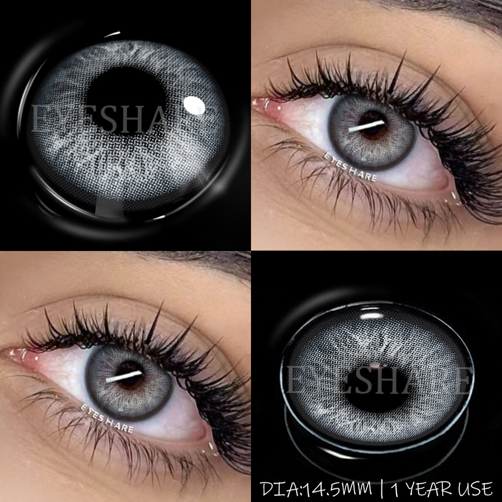EYESHARE 1Pair Natural Gray Colored Contact Lenses Yearly Use Soft ...