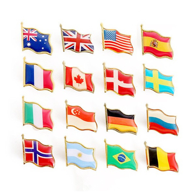 USA、 Brazil, Italy, France, Japan flag commemorative badge brooch pin ...