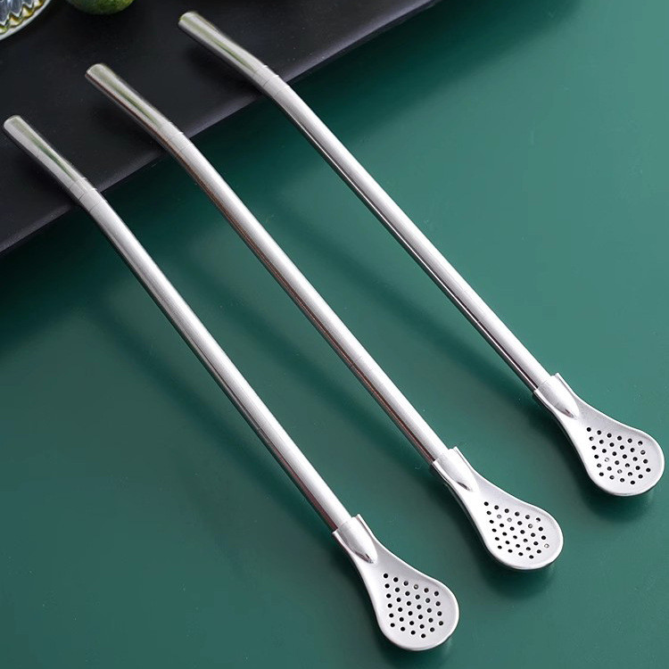 Straw Spoon Filter Foreign Trade Stirring Spoon Stainless Steel Straw ...