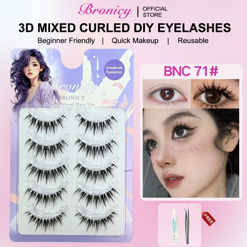 Bronicy False Eyelashes 3D Comic Wet Lashes One-piece Natural Thick ...