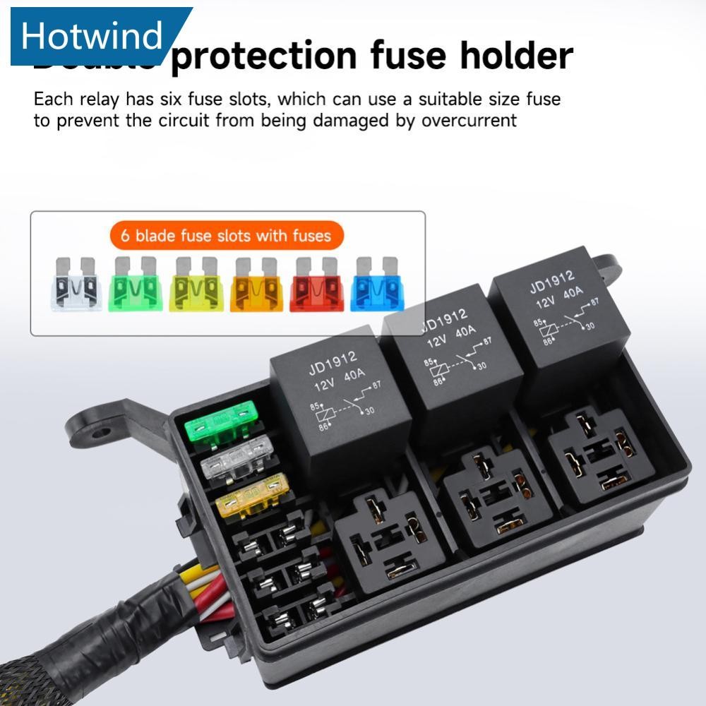 HW 12V 6-Way Fuse Holder Fuse Relay Box with Pre-Wired Automotive Fuse ...