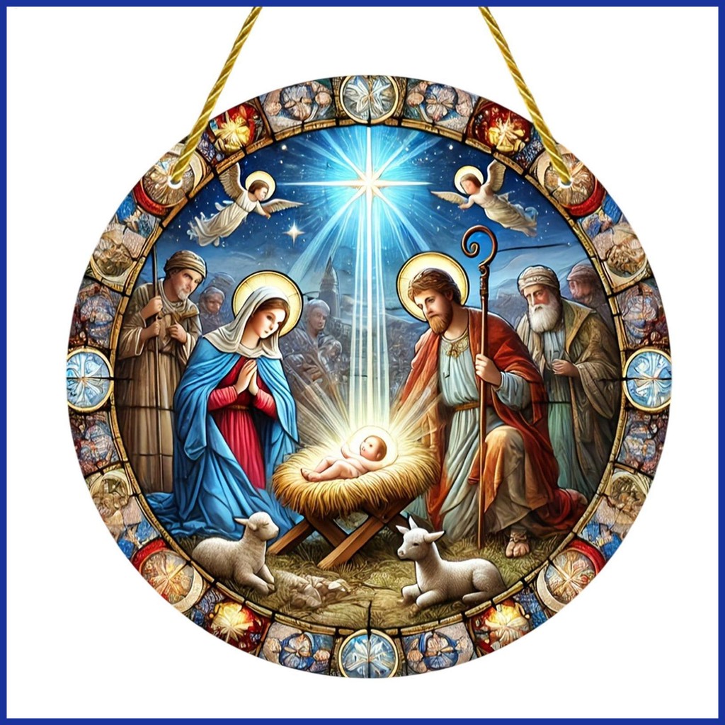 Jesus Nativity Scene Sign Virgin Mary Acrylic Door Signs Religious ...