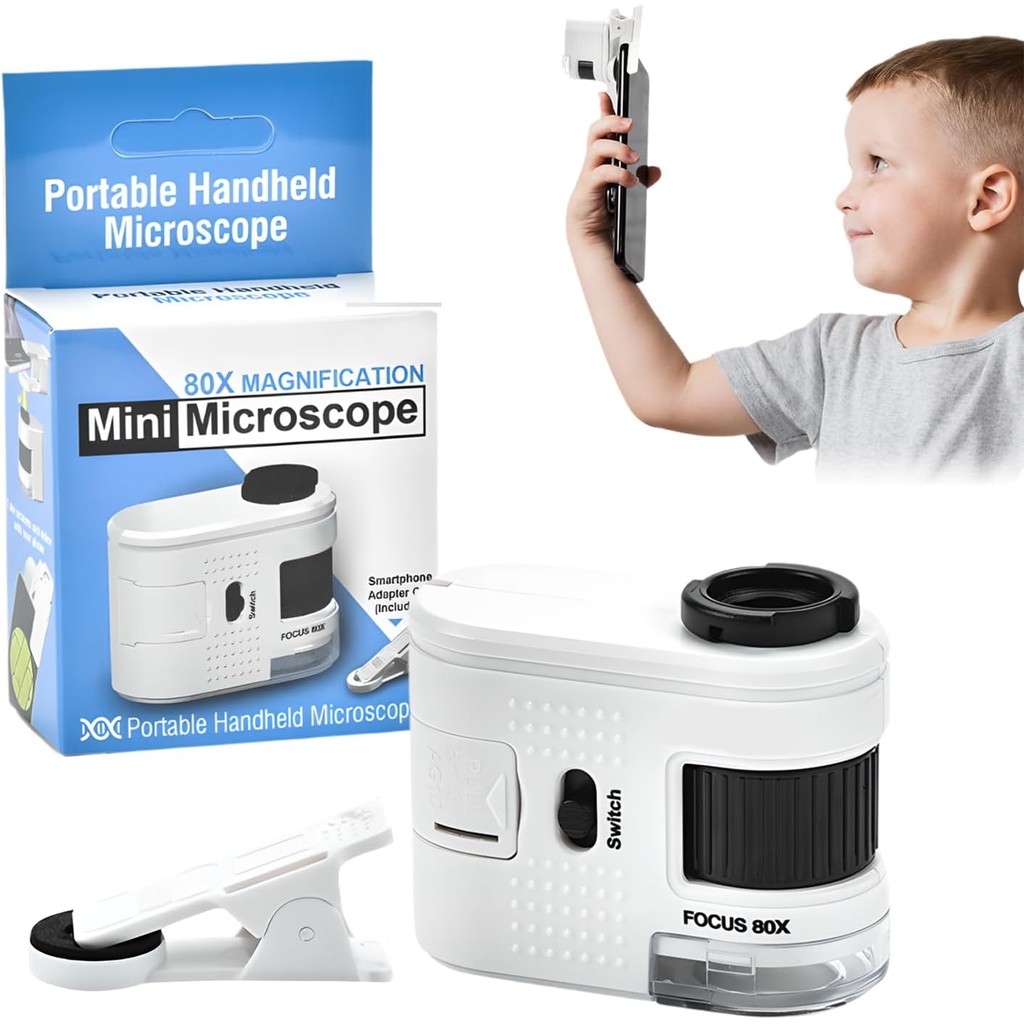 Mini Microscope for Kids, 2025 New Handheld Microscope Mini Microscope ...