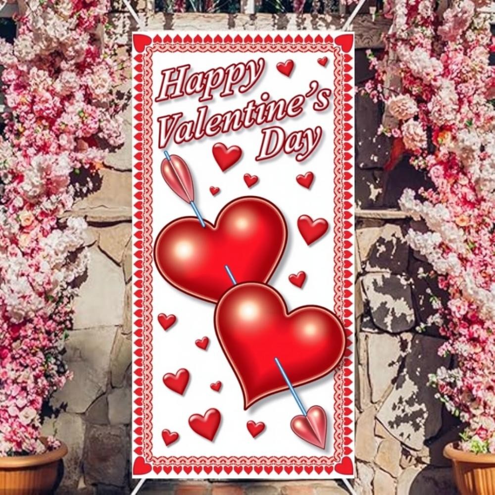 180X110cm Happy Valentines Day Banner Valentine's Day Banner Backdrop ...