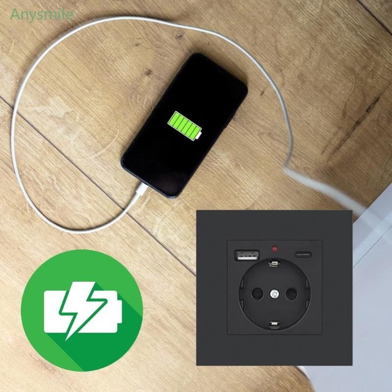 ANYS Modern USB Power Socket with USB and TypeC 16A European Plug ...