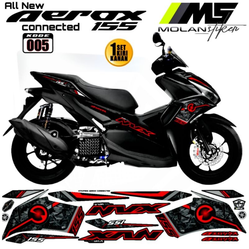 MERAH Decal Sticker Striping Variations Aerox New NVX 155 All New Aerox ...