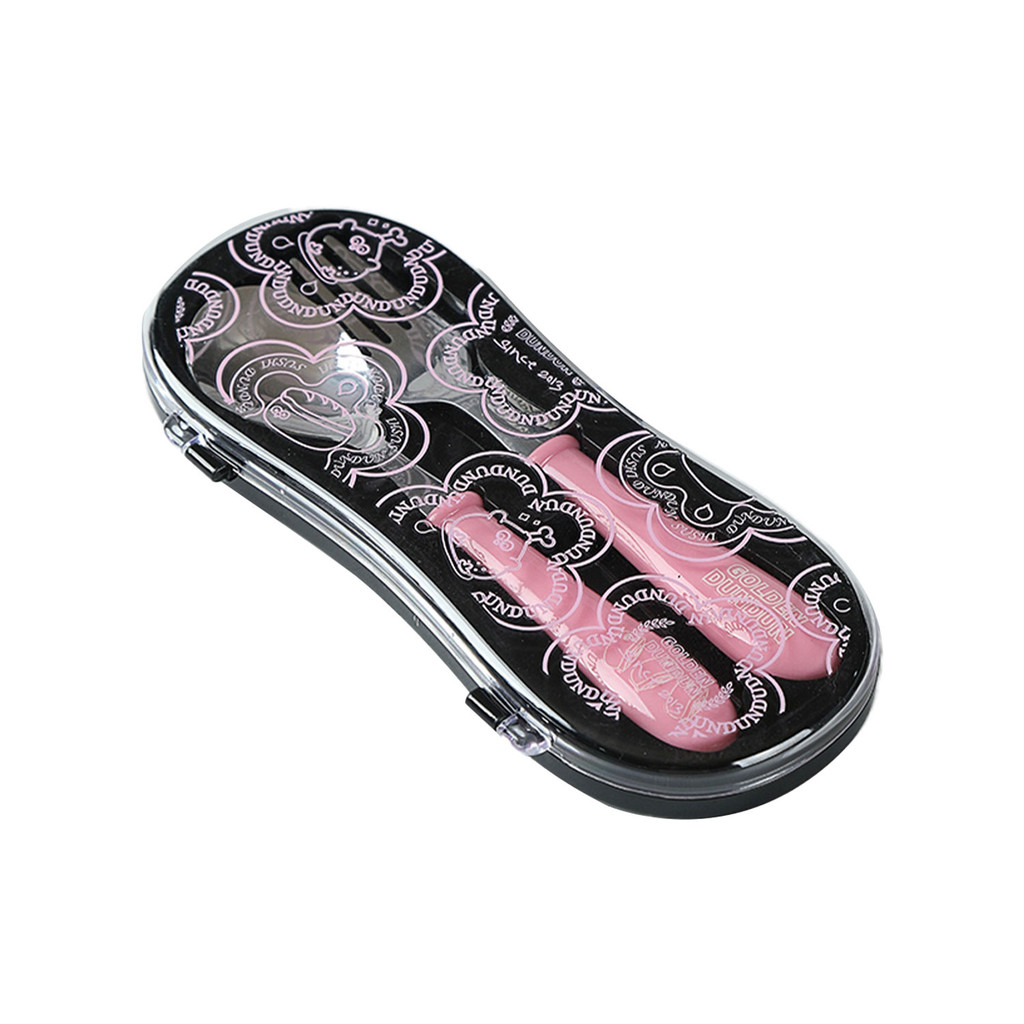 MINISO Yummy Food Dundun Series Flatware Set (Fork & Spoon) (Black ...