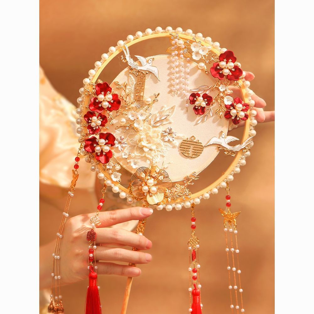 Wedding Bride Circular Fan diy Material Package Handmade Wedding Fan ...