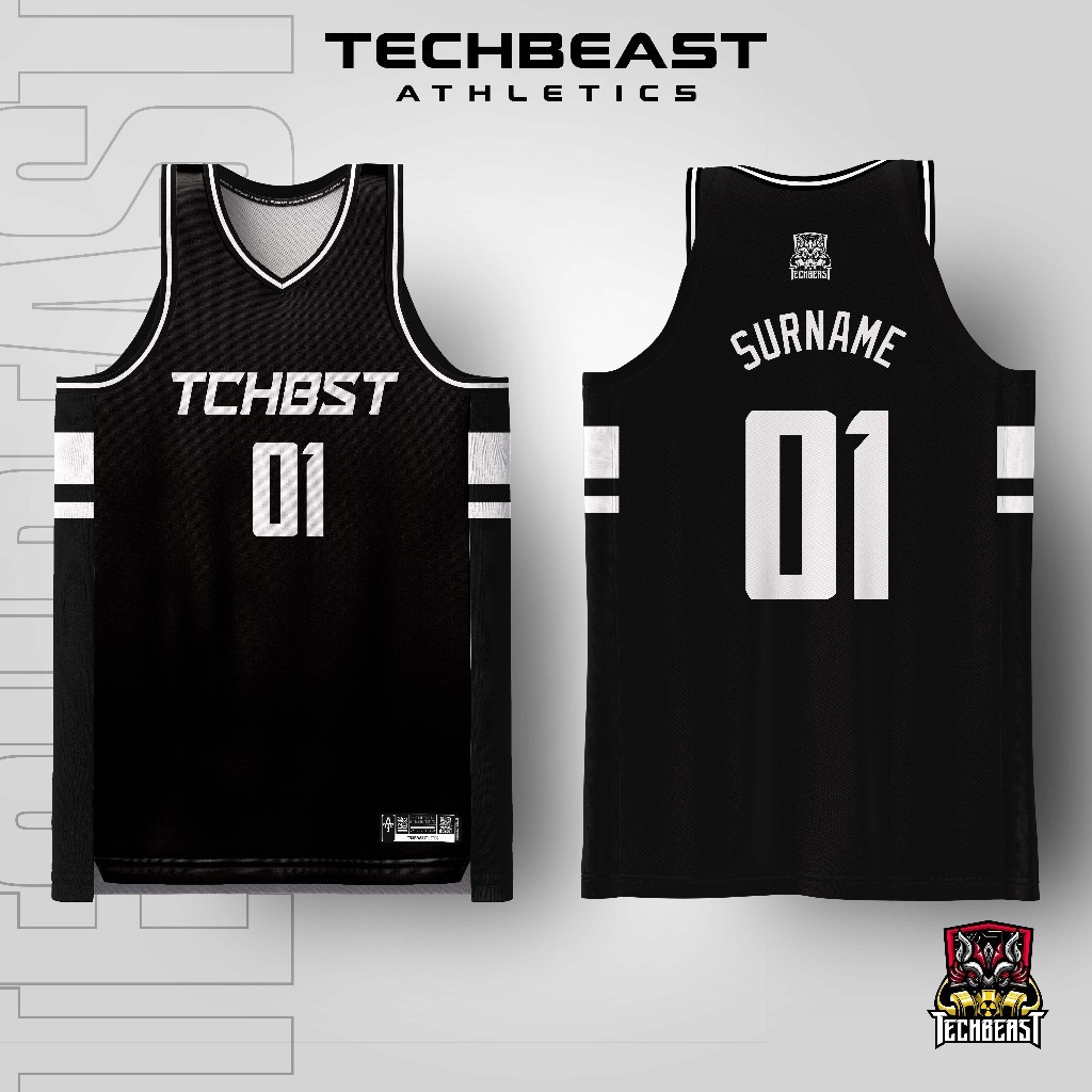 Elite Black Full Sublimation Basketball Jersey Techbeast ( CUSTOM NAME + NUMBER ) | Shopee ...