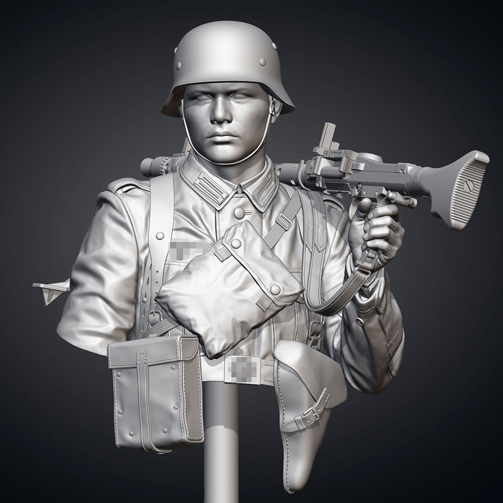 1/10 WW2 Soldier MG34 Gunner, Resin Model figure Bust, GK, WWII ...