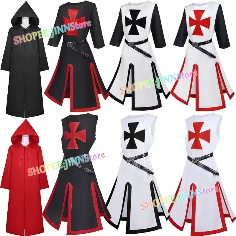 - JINN - S-4XL Medieval Warriors Knight Templar Crusader Costume Adult ...