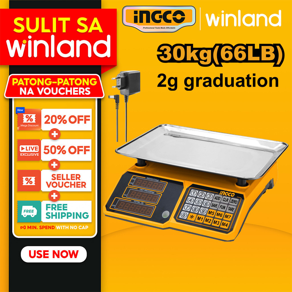 Ingco by Winland Rechargeable Digital Weighing Kitchen Timbangan Food Fruit Scale Price 30KG ING ...