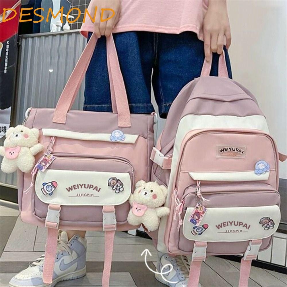 DESMOND Students School Bags, Ins Multi Pockets Girls Shoulder Bags ...