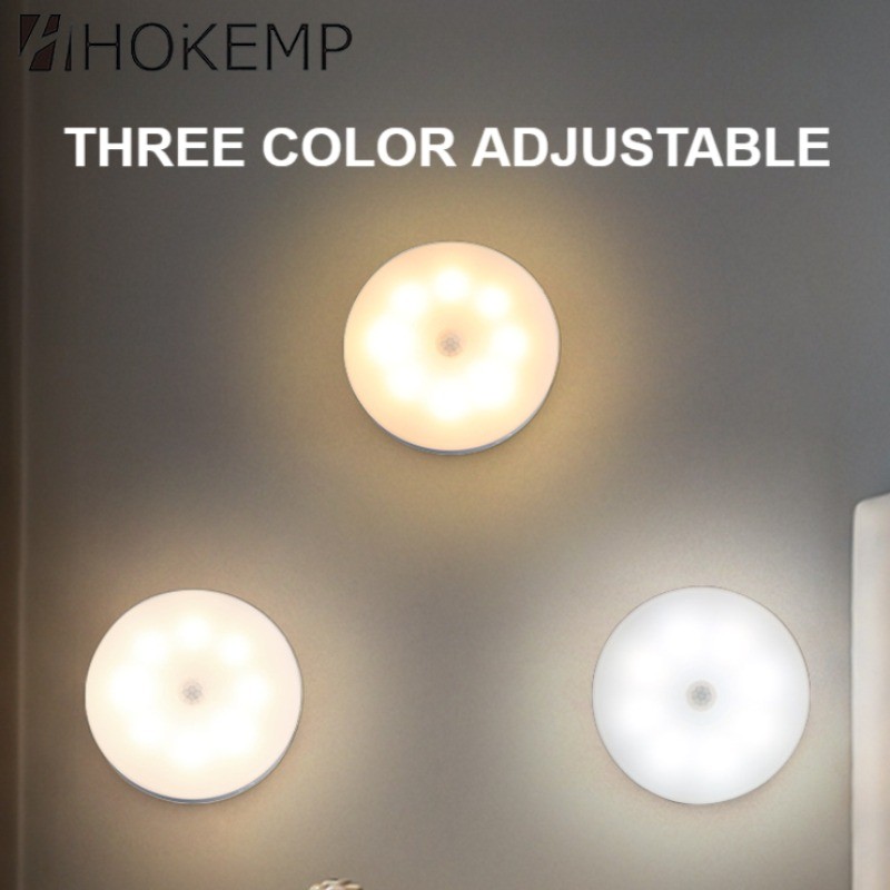 HOKEMP USB Rechargeable Stick on Push Night Light Mini Tap LED Lamp ...